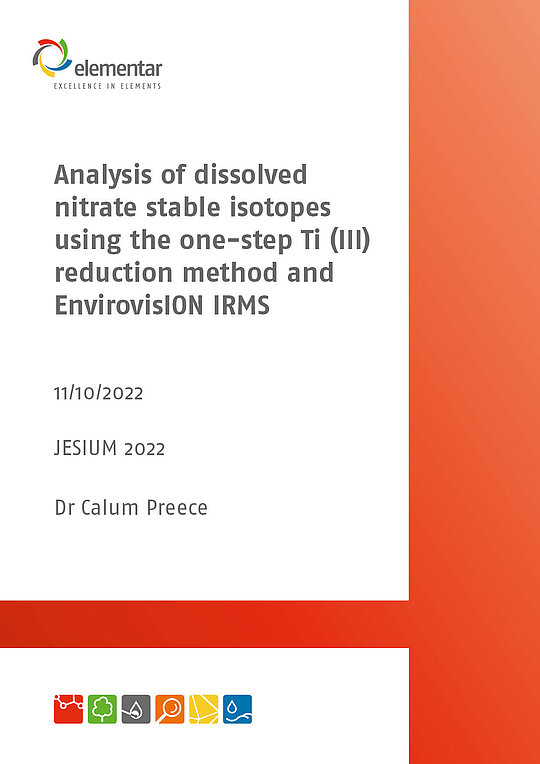 Analysis of dissolved nitrate stable isotopes - Elementar