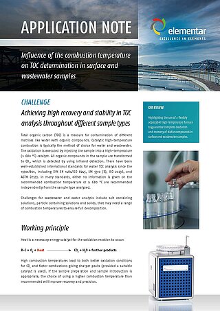 Combustion temperature in TOC analysis - Elementar